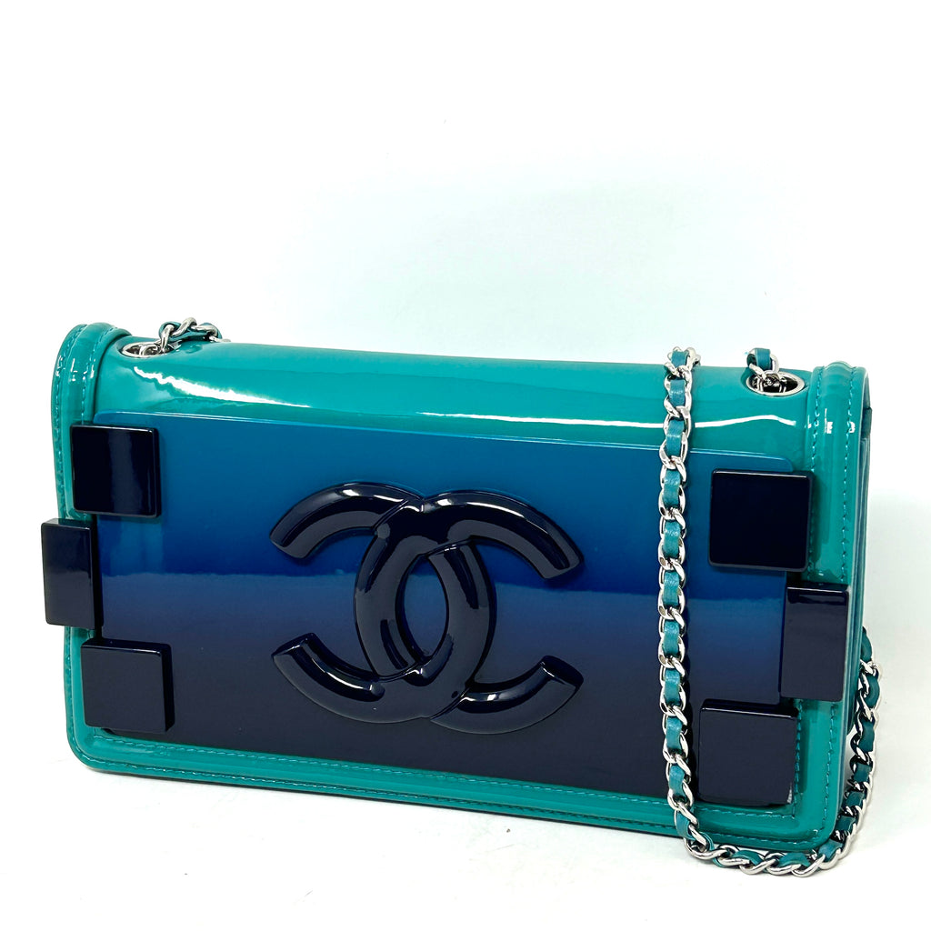 Pre-loved Chanel Lego Boy Brick Turquoise Crossbody Flap Bag – High ...