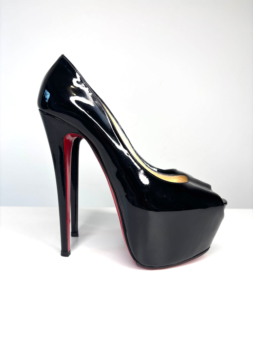 Christian Louboutin Highness 160 Black Patent Platform Heels 38 UK5 ...