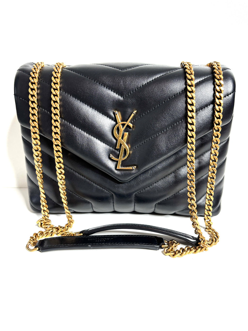 Saint Laurent Loulou Small Quilted Black Leather Shoulder Bag – High ...